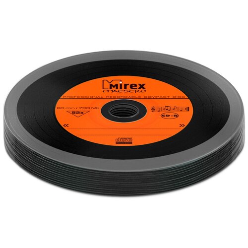 Диск Mirex CD-R 700Mb 52X MAESTRO Vinyl ("виниловая пластинка"), оранжевый, упаковка 10 шт.