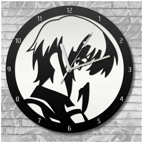 Настенные часы деревянные бесшумные аниме парень - 613