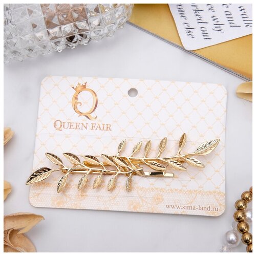 Queen fair Невидимки для волос "Либерти" (набор 2 шт) листочки, 7,3 см, золото