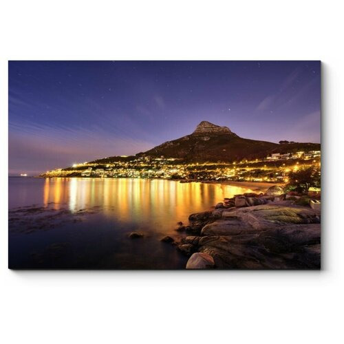 Модульная картина Горящие огни ночного Кейптауна 70x47