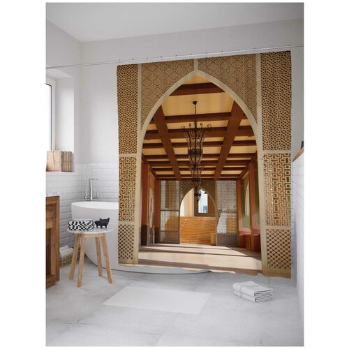 Штора для ванной JoyArty Традиционная аравийская архитектура 180х200180х200 см, коричневый/бежевый