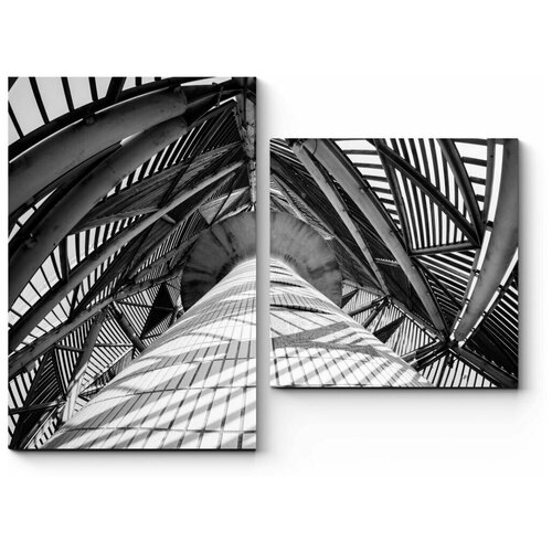 Модульная картина Винтовая черно-белая лестница120x90