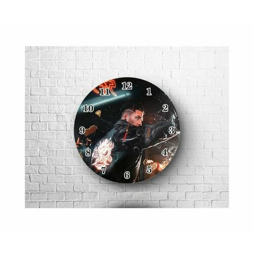 Часы настенные GOODbrelok круглой формы, диаметр 20 см, с принтом "Киберпанк" - 18