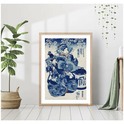 Постер без рамки "Утагава Куниеси, японский ретро плакат" 30 на 40 в тубусе / Картина для интерьера / Плакат / Постер на стену / Интерьерные картины