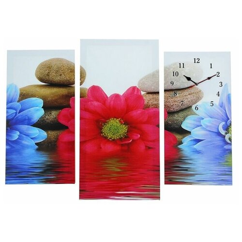 Часы настенные, модульные, серия: Цветы, "Цветы и камни", 60х80 см