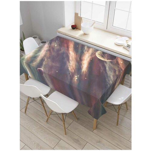 Скатерть прямоугольная JoyArty на кухонный стол "Близкие планеты" из оксфорда, 180x145 см