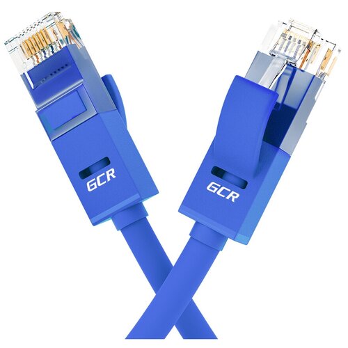 Короткий патч-корд LAN кабель GCR для подключения интернета КАТ.5e RJ45 1Гбит/c 50 см патч-корд UTP синий