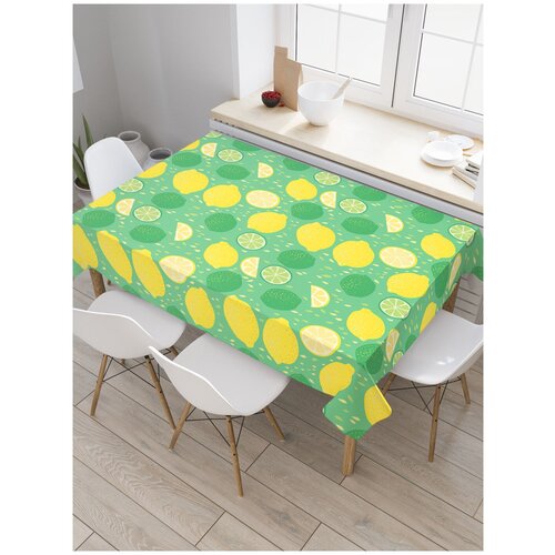 Скатерть прямоугольная JoyArty "Лимоны и лаймы" из сатена, 180x145 см