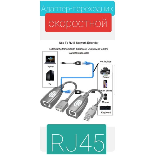 Переходник-удлинитель RJ45 для cat5/cat5e/cat6