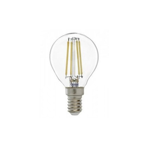 Светодиодная LED лампа General филамент Шар E14 15W 6500K 6K 35x98 (нитевидная) празрачнаяGLDEN-G45S-15-230-E14-2700 661430 (упаковка 12 штук)