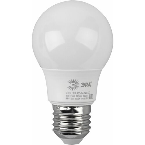 Лампочка светодиодная ЭРА RED LINE LED A55-8W-840-E27 R Е27 / E27 8Вт груша нейтральный белый свет Б0052382