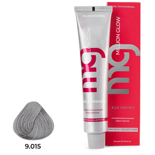 TNL Professional Крем-краска для волос Million glow Silk protein, 9.015 очень светлый блондин пастельный стальной, 100 мл
