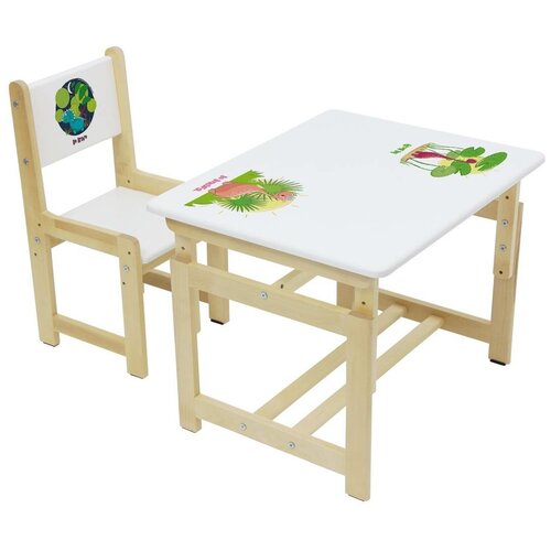 Комплект Polini Kids стол + стул Eco 400 SM, Дино 2 68x55 см белый