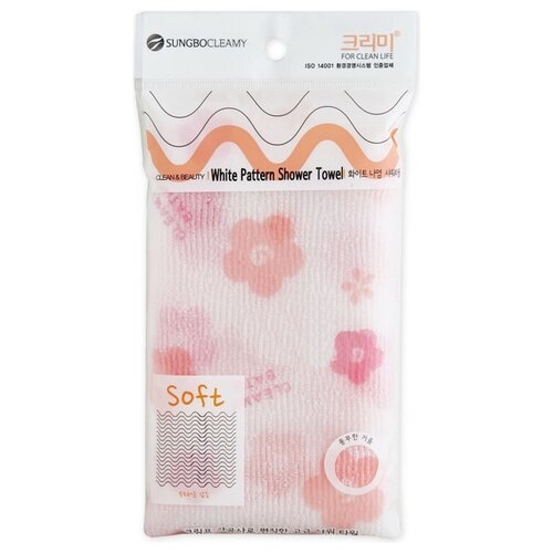 Sung Bo Cleamy Мочалка White Pattern Shower Towel белый/розовый