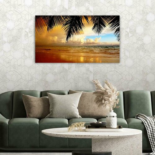 Картина на холсте 60x110 LinxOne "Пейзаж песок закат небо" интерьерная для дома / на стену / на кухню / с подрамником