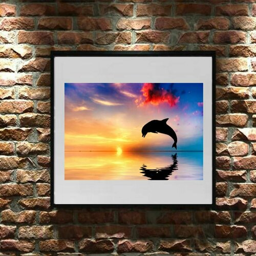 Постер "Дельфин, океан, закат" формат А3 плакат из коллекции "Природа"