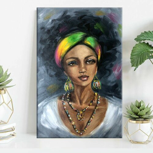 Картина маслом на холсте "Портрет девушки, Афроамериканка", 30х20 см