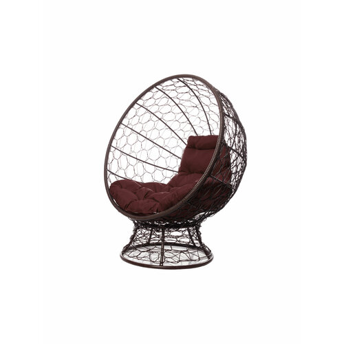 Кресло M-group кокос на подставке с ротангом коричневое коричневая подушка
