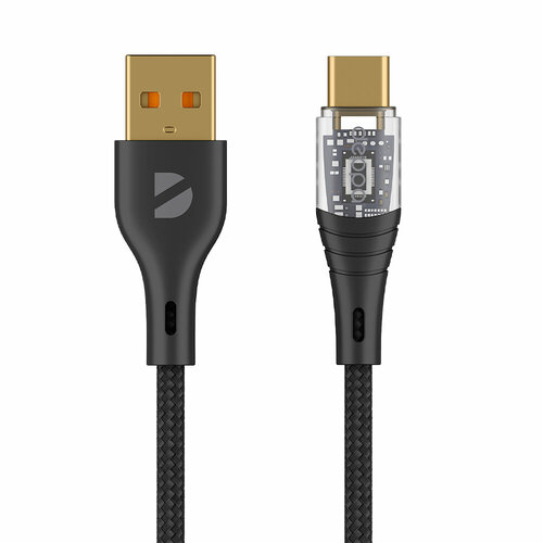 Дата-кабель Crystal USB - USB-C, 1м, черный, Deppa, Deppa 72500