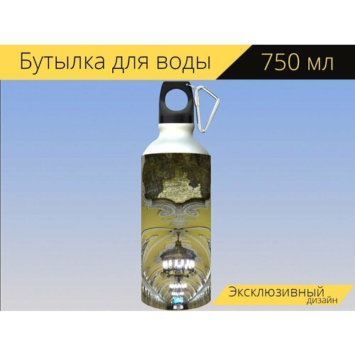 Бутылка фляга для воды "Россия, москва, столица" 750 мл. с карабином и принтом