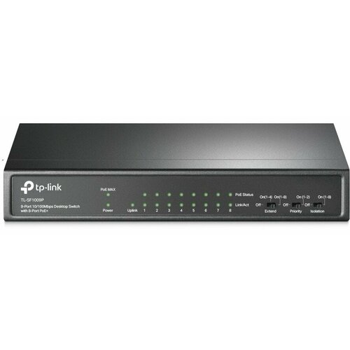 TP-Link TL-SF1009P Настольный коммутатор с 9 портами 10/100 Мбит/с (8 портов PoE+)