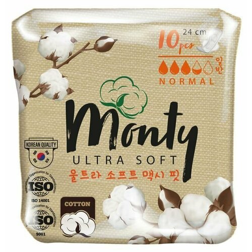 Monty, Прокладки гигиенические Ultra Soft Normal 24см, 10 шт