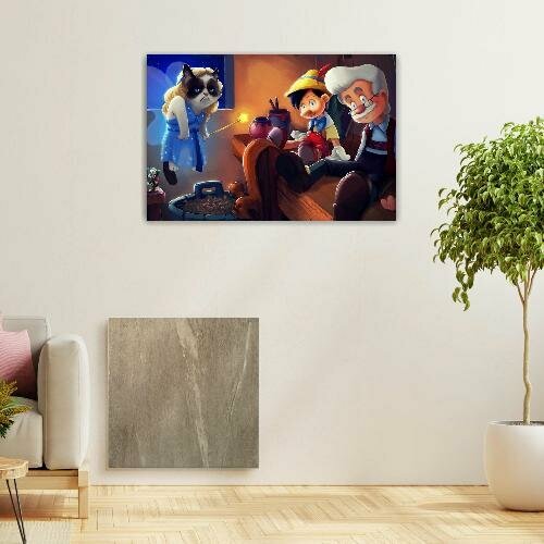 Картина на холсте 40x60 Альянс Лес "Грампи фея и Пиннокио" на подрамнике / интерьер/ декор