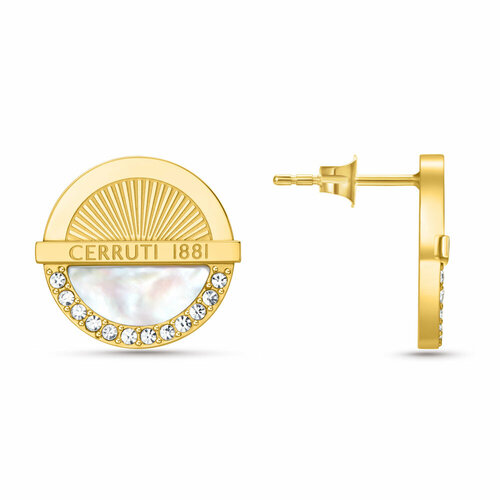 Серьги двусторонние Cerruti 1881 SUNSHINE, кристалл, перламутр, золотой