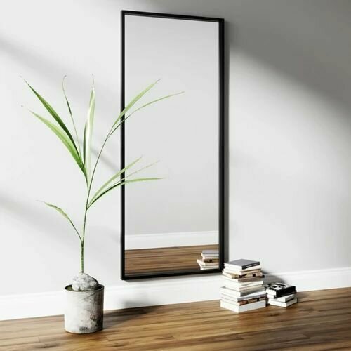 Зеркало настенное в полный рост 180х80см черный в тонкой алюминиевой раме на стену, большое зеркало