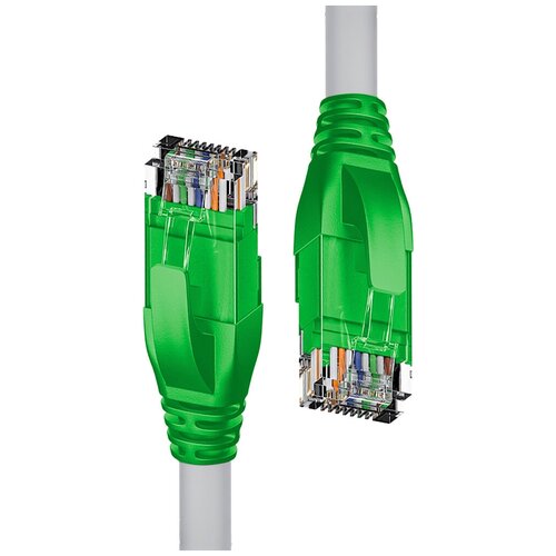 Патч-корд прямой 1.0m UTP кат.5e, серый, зеленые коннекторы,1 Гбит/с, RJ45, T568B (717R90028)
