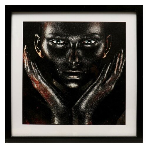 Картина стекло "Девушка в чёрной краске" 50х50(54х54) см
