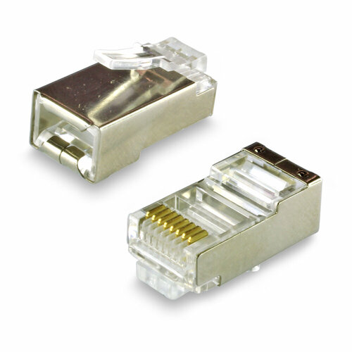 Разъем RJ45 8P8C Cat 5e под витую пару, экранированный, позолоченные контакты (10 шт.)