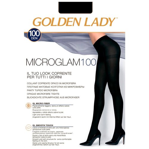 Колготки Golden Lady Micro Glam, 100 den, размер 4, черный