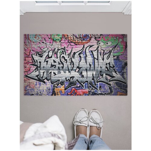Придверный коврик в прихожую JoyArty "Искусство граффити" для обуви, на резиновой основе, 75x45 см