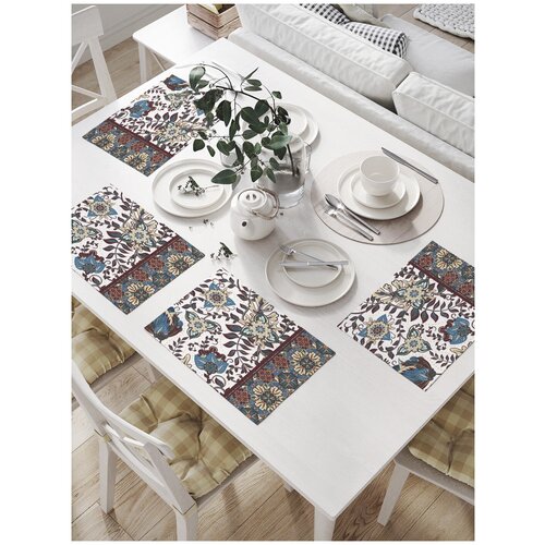 Комплект салфеток JoyArty "Бордюр цветочного орнамента" для сервировки стола (32х46 см, 4 шт.)