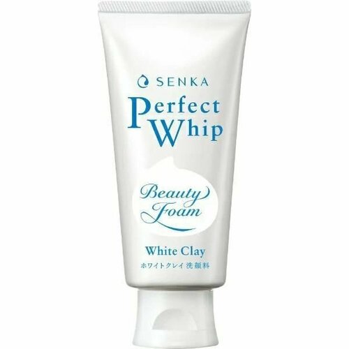 SHISEIDO Очищающая пенка для умывания Senka Perfect Whip White Clay на основе белой глины, туба 120г.