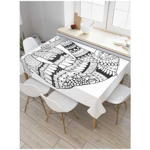 Скатерть прямоугольная JoyArty на кухонный стол "Орнаментальный ленивец" из оксфорда, 180x145 см
