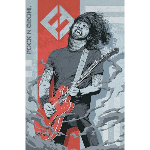 Плакат, постер Дэйв Грол рок-музыкант. барабанщик рок-группы Nirvana на холсте, размер 60х84см