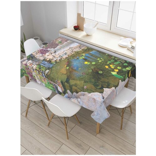 Скатерть прямоугольная JoyArty на кухонный стол "Домашний водоём" из оксфорда, 120x145 см
