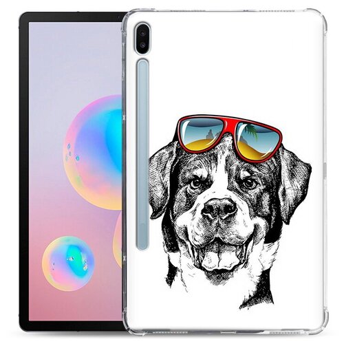 Чехол задняя-панель-накладка-бампер MyPads счастливая собака для Samsung Galaxy Tab S6 10.5 SM-T860/T865 противоударный