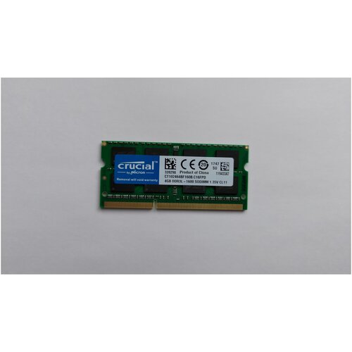Оперативная память CRUCIAL 1.5в 1.35в DDR3L 4 ГБ 1600 MHz SO-DIMM PC3L-12800 1x4 ГБ (CT102464BF160Bn.4G) для ноутбука