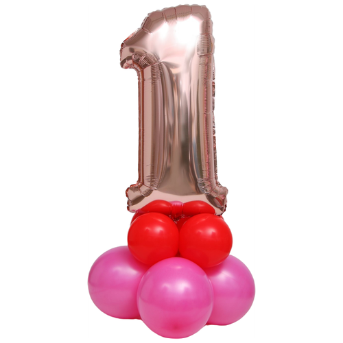Набор воздушных шаров Страна Карнавалия Цифра 1 4732159, красный/розовый, 9 шт.