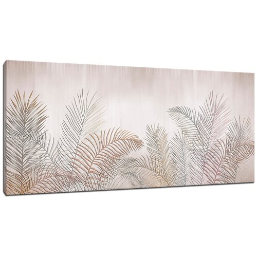 Картина Уютная стена "Бежевые пальмовые листья" 140х60 см
