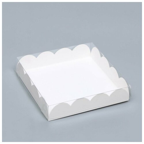 Коробочка для печенья, белая, 15x15x3 см