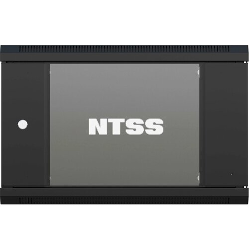 Шкаф коммутационный NTSS (NTSS-W12U6045GS-BL) настенный 12U 570x450мм пер. дв. стекл 60кг черный 24кг