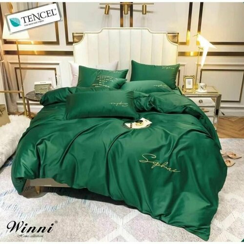 Комплект постельного белья евро Winni тенсель, зеленый