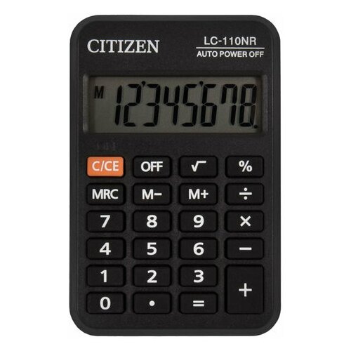 Калькулятор карманный CITIZEN LC-110NR малый (89х59 мм) 8 разрядов питание от батарейки, 3 шт