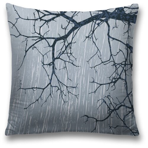 Наволочка декоративная на молнии, чехол на подушку JoyArty "Дождливая погода" 45х45 см