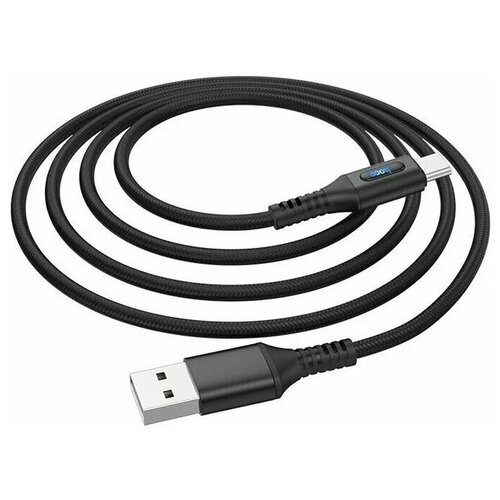 Кабель USB - микро USB HOCO U79 Admirable smart, 1.2м, круглый, нейлон, цвет: чёрный