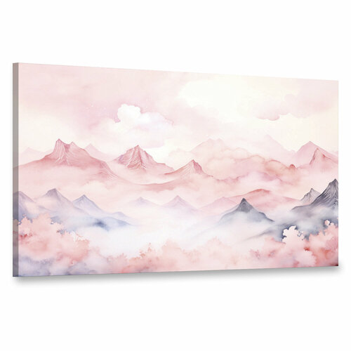 Интерьерная картина 100х60 "Горы в розовых оттенках: магия природы"